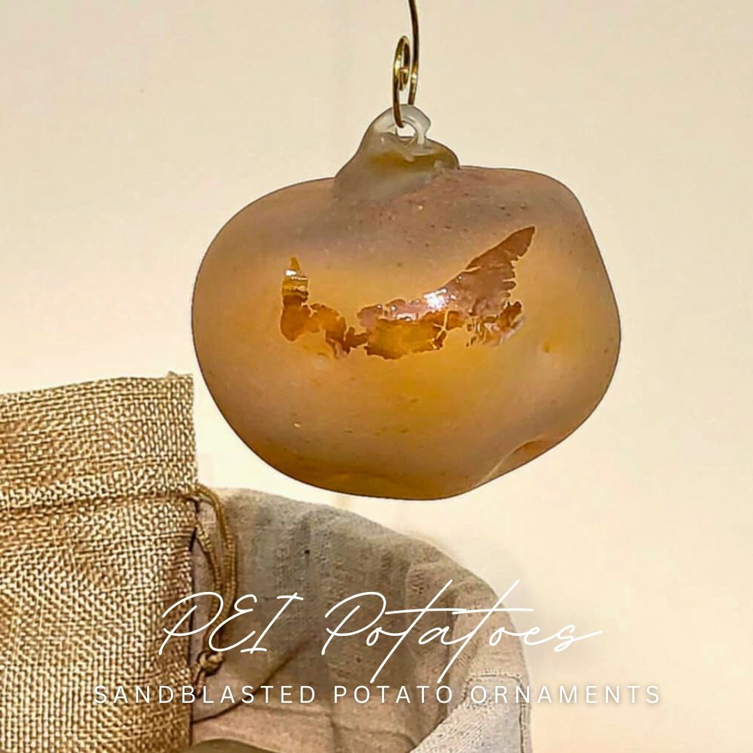 Blown Glass Sandblasted PEI Potato Ornaments