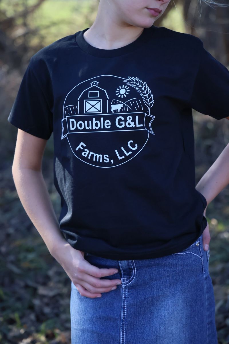 Youth Double G&L Farms Black Logo T-Shirt