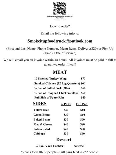 Large Order Catering Menu