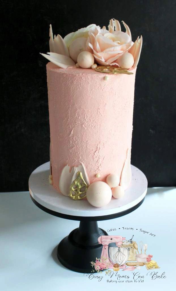 Blush Pink Textured Double Barrel Cake
