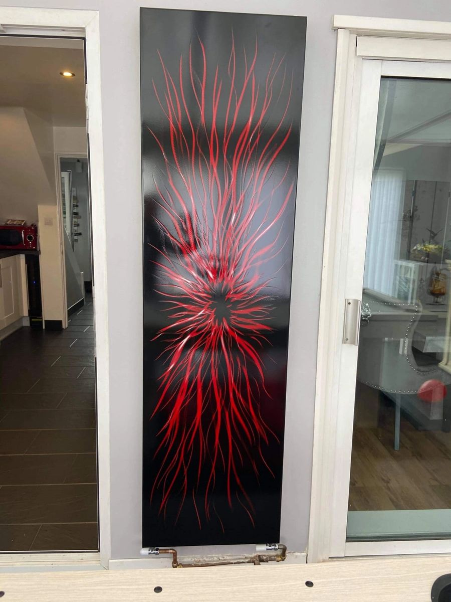 Black over Red Linished Centrum Vertical Flat panel Radiator