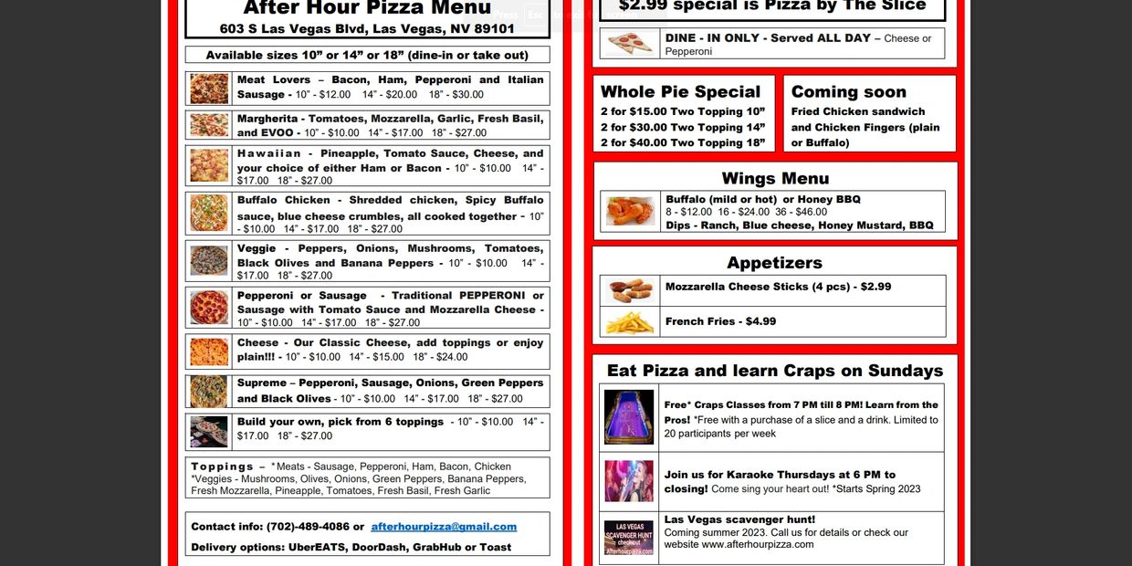 Pizza, Pizza Near Me - AFTER HOUR PIZZA - Las Vegas, Nevada