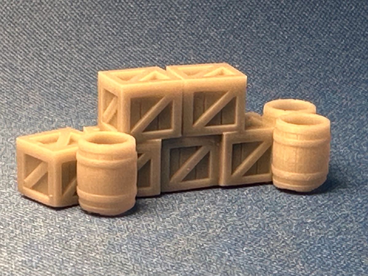 Crates with Wood Barrels N-Scale DT-027N-02