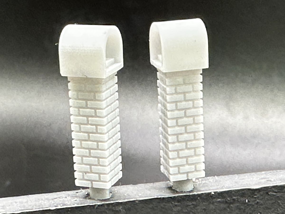 3D printed brick chimney with curved metal top DT-059HO-02