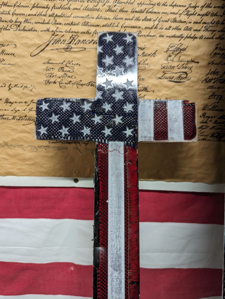 Genuine Carbon/Kevlar American Flag Cross