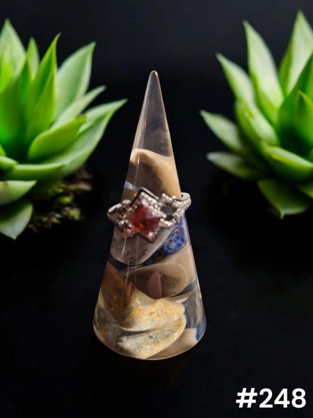 Small Round Ring Holder With Polished Stones #248