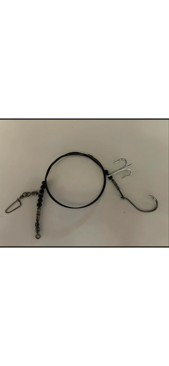 48inch alligator gar rig with 400lb test wire- treble or j hook