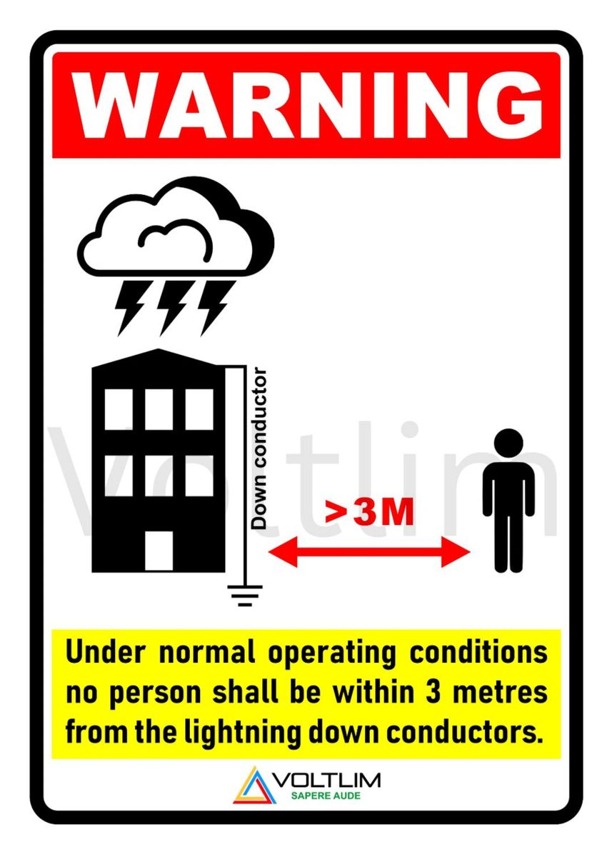 Lightning Protection Warning Sign 3 Metres Away From Down Conductor ...