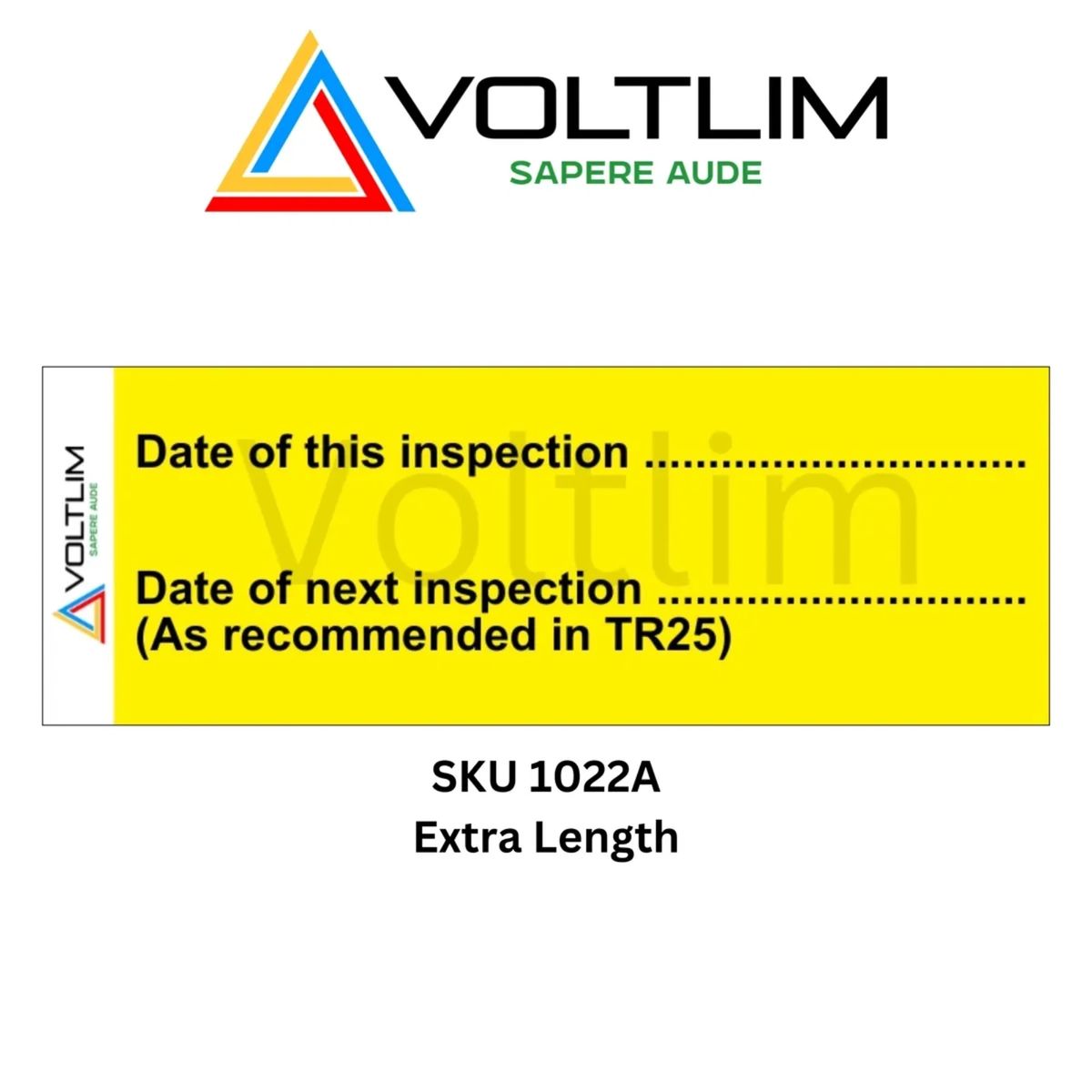 TR 25 Electric Vehicle (EV) Inspection Date Label Sticker 70mm x 25mm ...