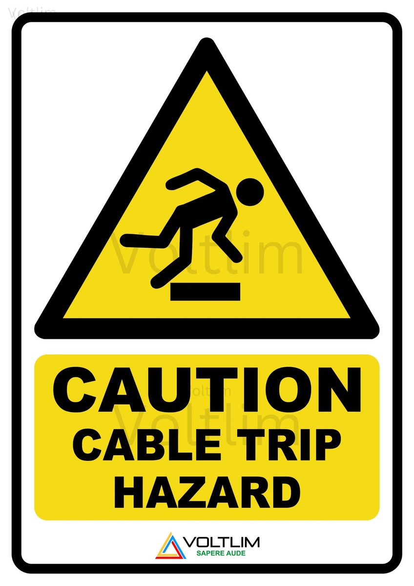 Caution Cable Trip Hazard Symbol Warning Sign Label Sticker for EV ...