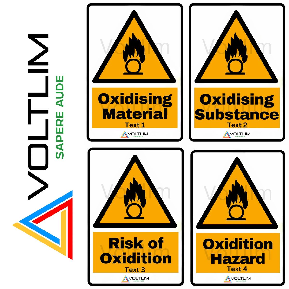 Oxidising Symbol Warning Sign Label Sticker (Various Texts & Sizes ...