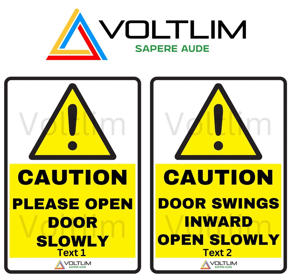 Caution Door Swings Inward Warning SymbolLabel Sticker (Various Texts ...