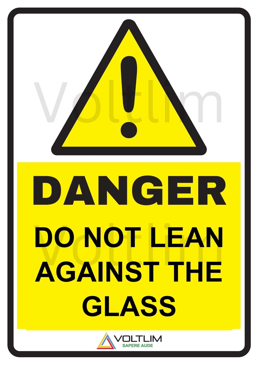Danger Do Not Lean Against The Glass Warning Sign Symbol Label Sticker ...