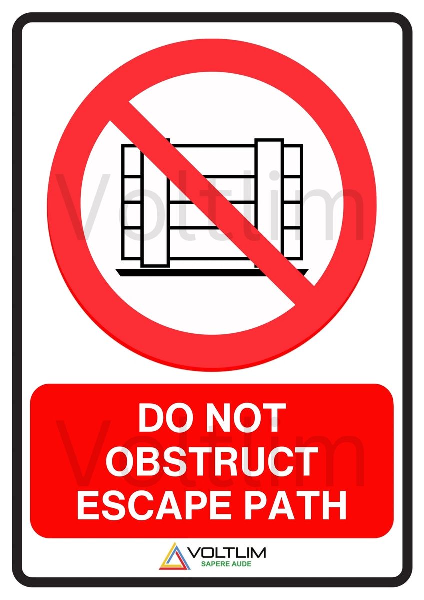 Do Not Obstruct Escape Path Prohibition Symbol Stop Sign Label Sticker ...