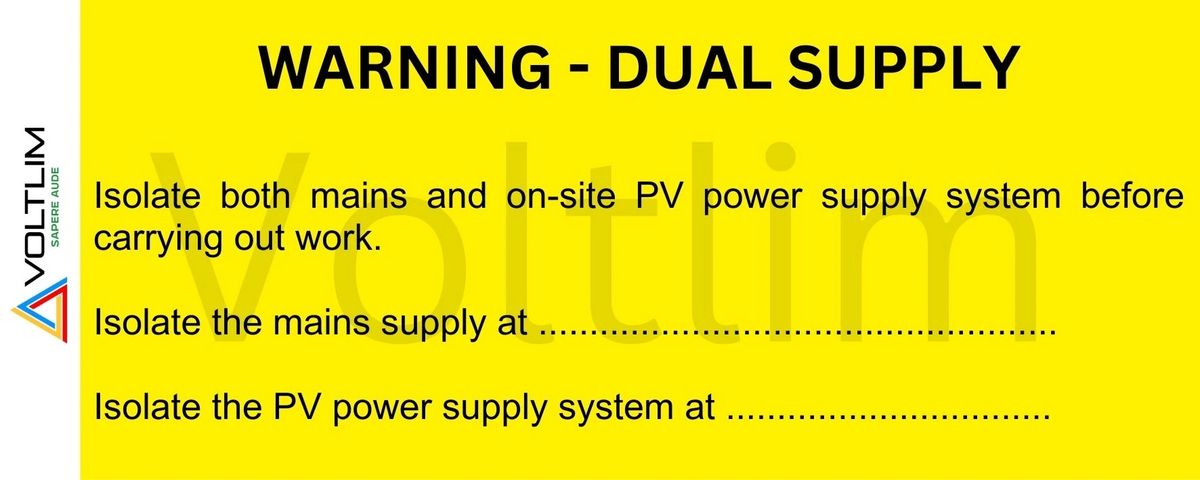 SS 638 Warning Notice Dual Supply Label Sticker 150mm x 60mm (10 Pieces ...