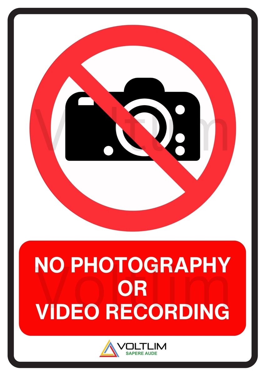 No Photography or Video Recording Prohibition Symbol Stop Sign Label ...