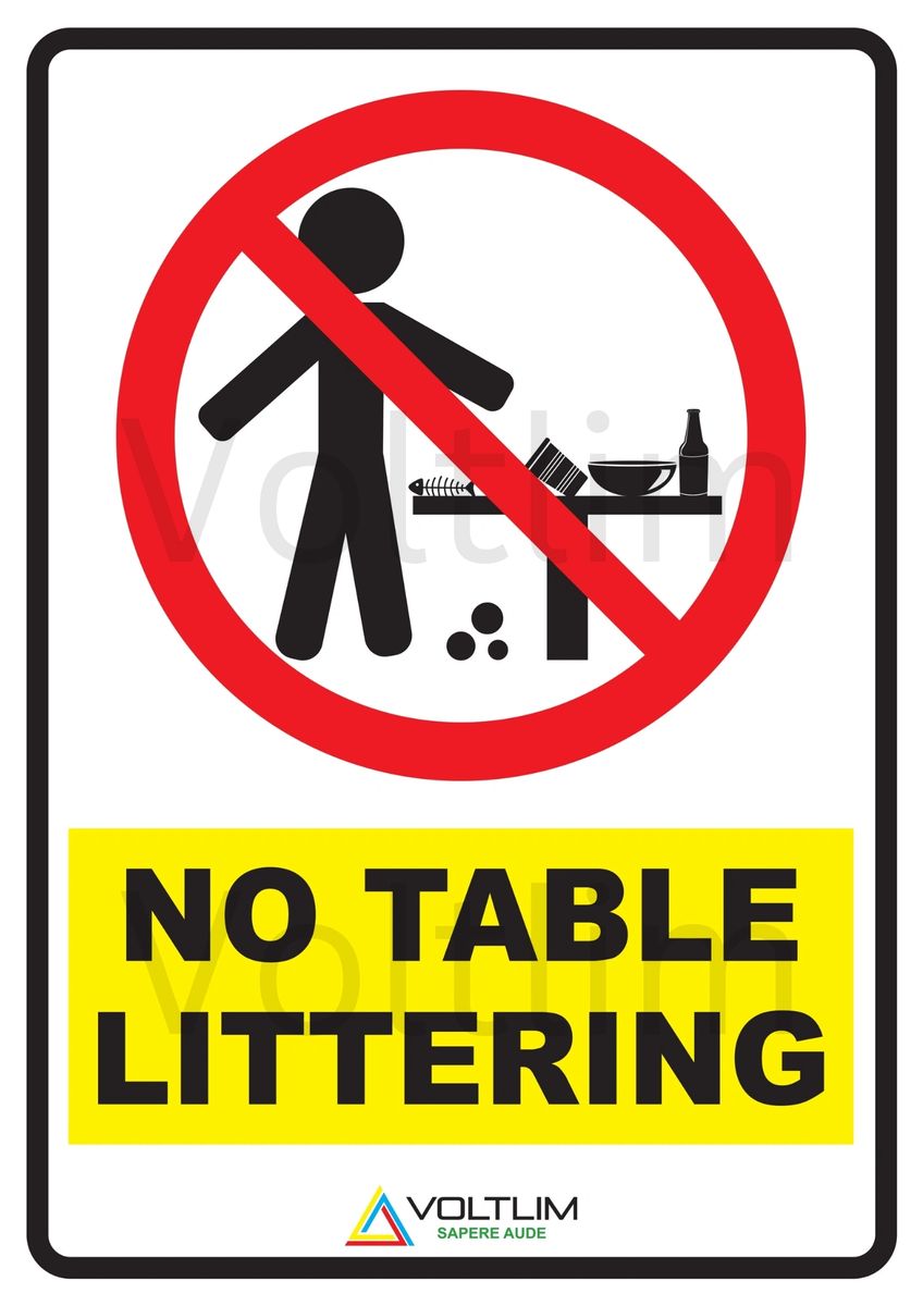 No Table Littering Prohibition Symbol Stop Sign Label Sticker (Various ...