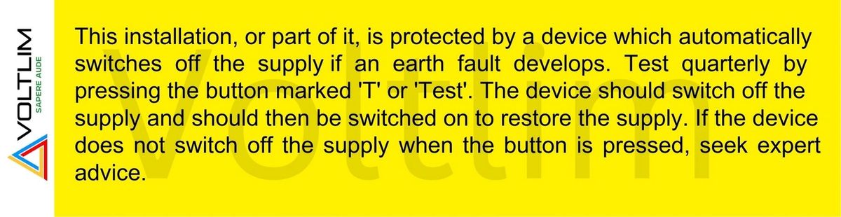 SS 638 Warning Notice RCD Label Sticker 155mm x 40mm (10 pieces ...