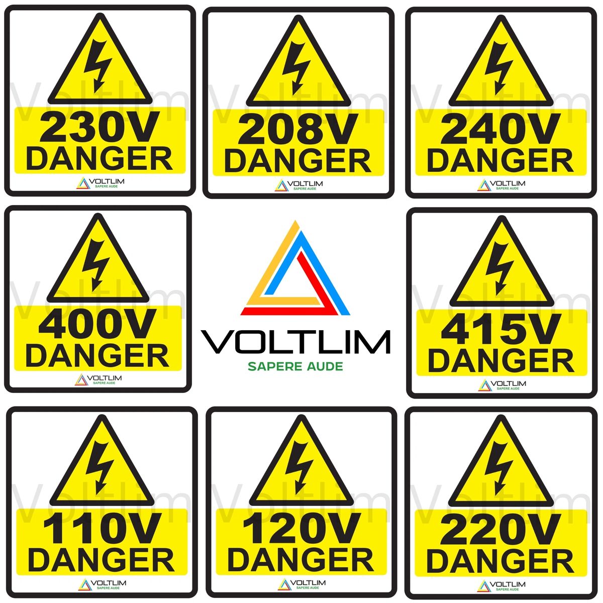 SS 638 Warning Notice Danger Voltage Label Sticker (20 pieces) Voltlim ...