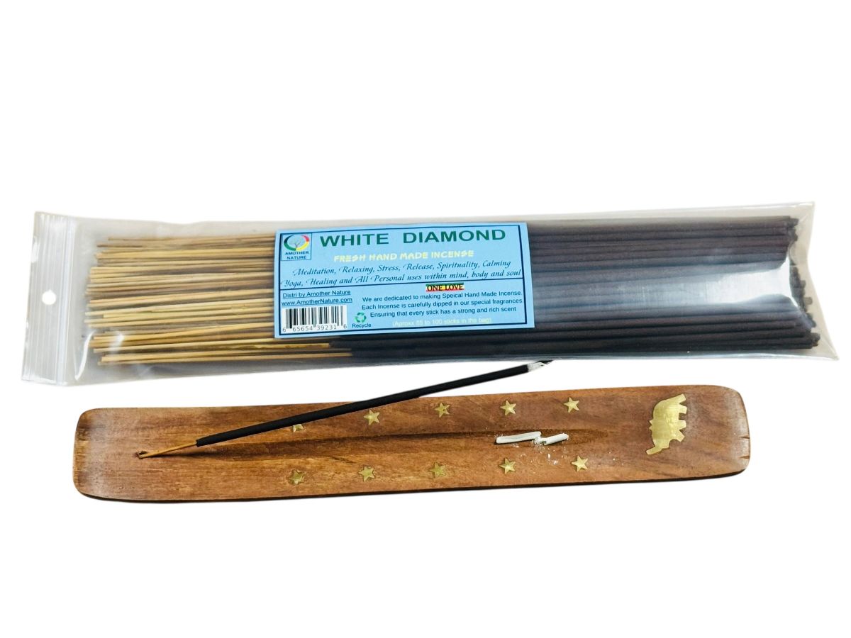 White Diamond Incense -Fresh Hand Made (85-100 Sticks per Pack) 11" Inch