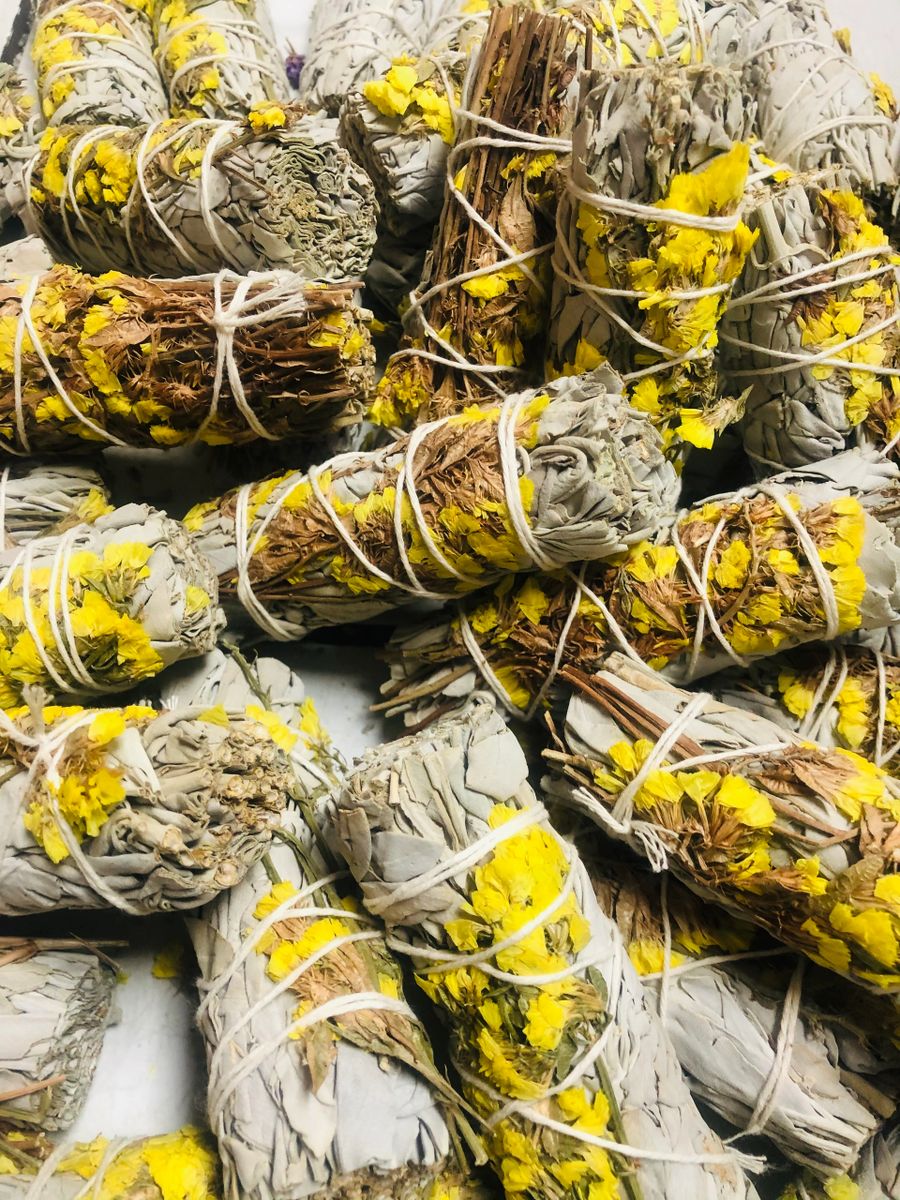 Yellow Sinuata + White Sage 4 Inch (2 Bundles )