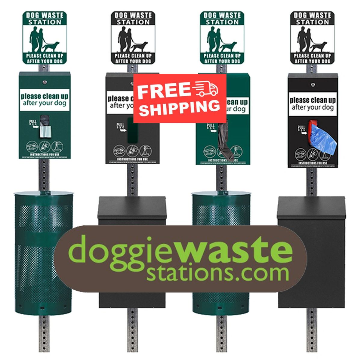 Full Dog Waste Stations- FREE Shipping- Best Sellers!