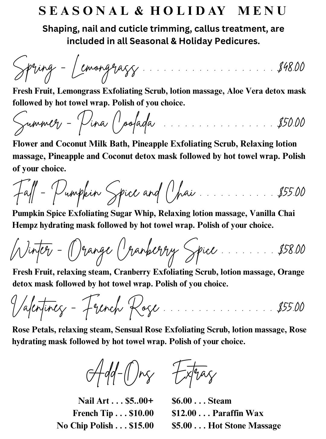 SERVICE MENU | Beauty Addiction Co.