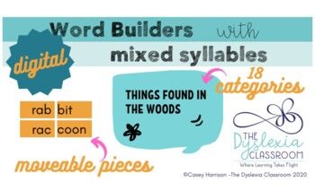 Digital Word Builders with Mixed Syllables Activity I Distance Learning