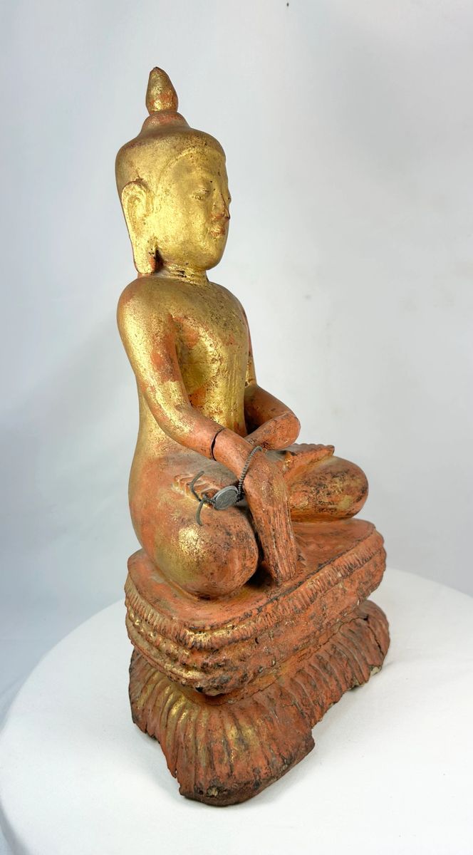 Large Antique | Burmese | Wooden Monk Statue | Circa 19th Century