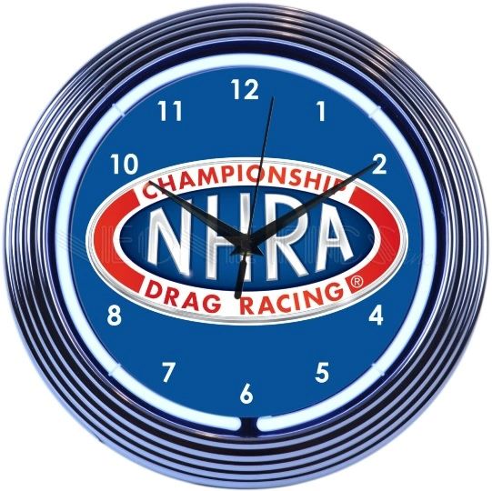 Neonetics 15" NHRA Championship Drag Racing Neon Clock White