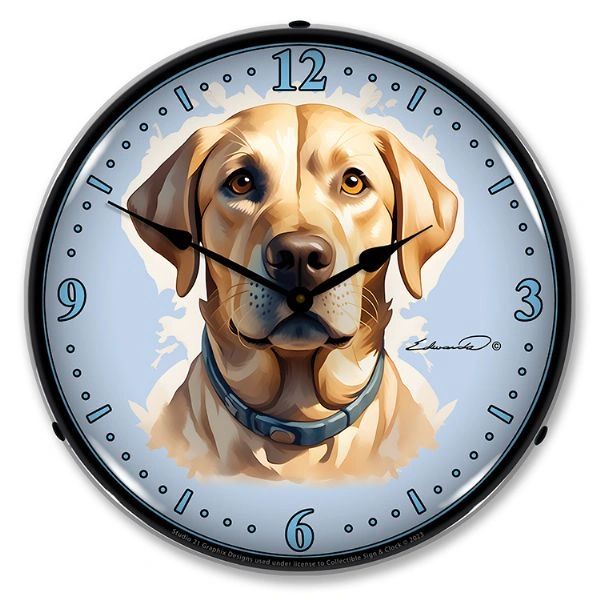 14" Tan Labrador Retriever LED Lighted Clock
