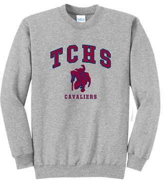 TCHS Kneeling Cavalier Gray Crewneck Sweatshirt