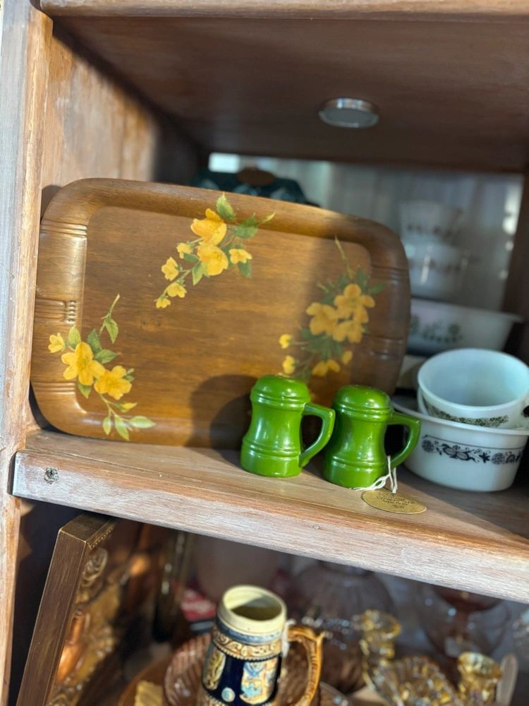 Wood Tray with Flower Decals