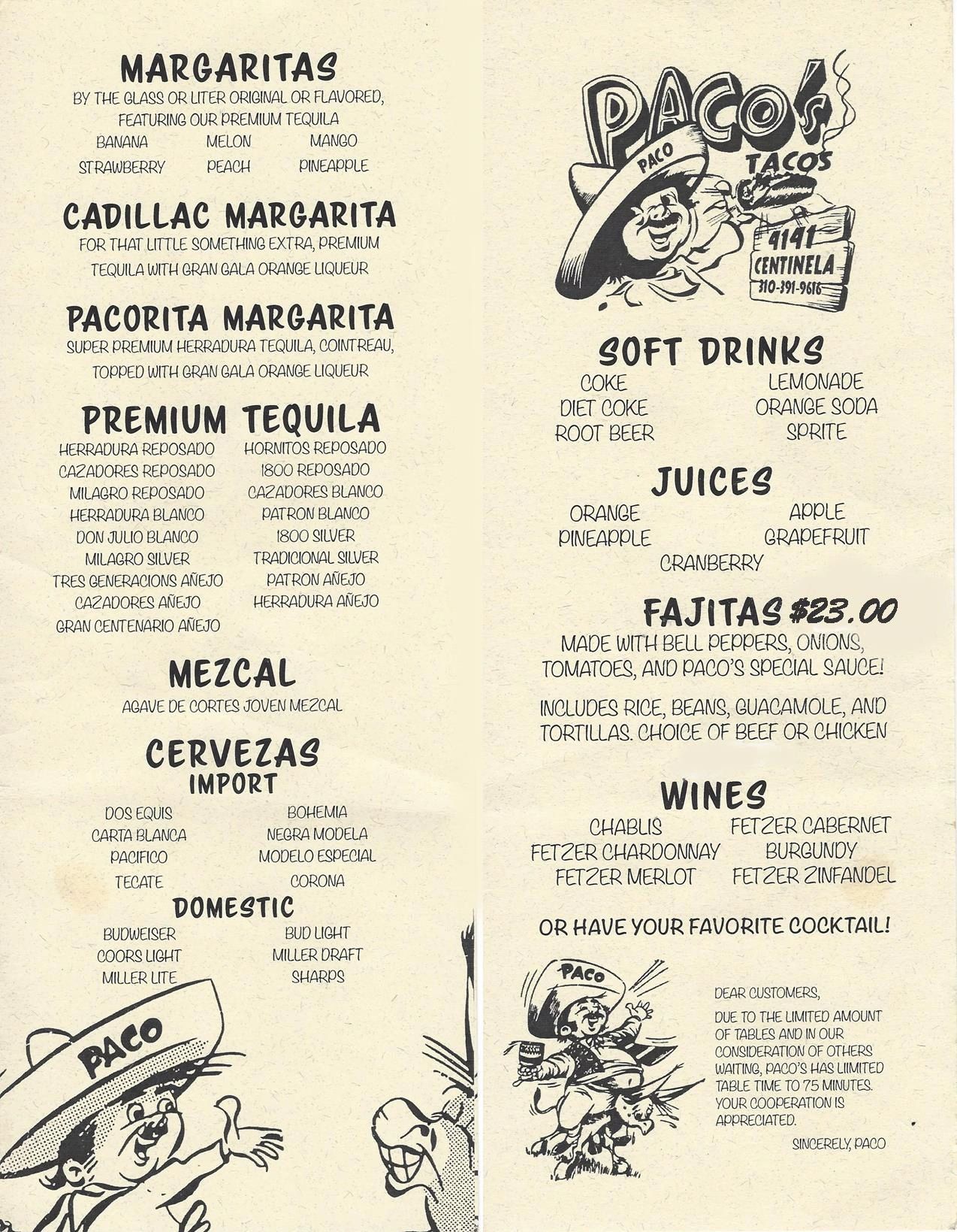 Lunch Menu | Pacos Cantina