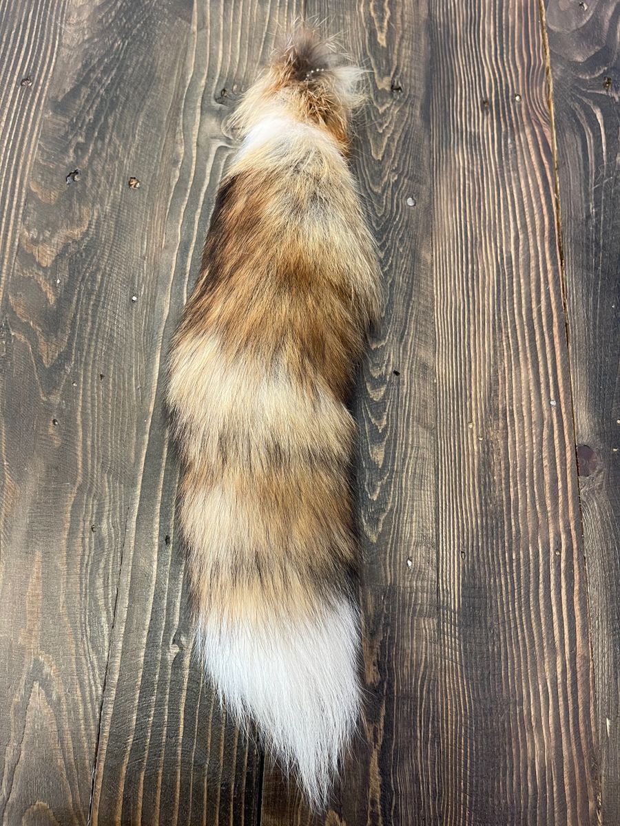 Red fox tail keychain