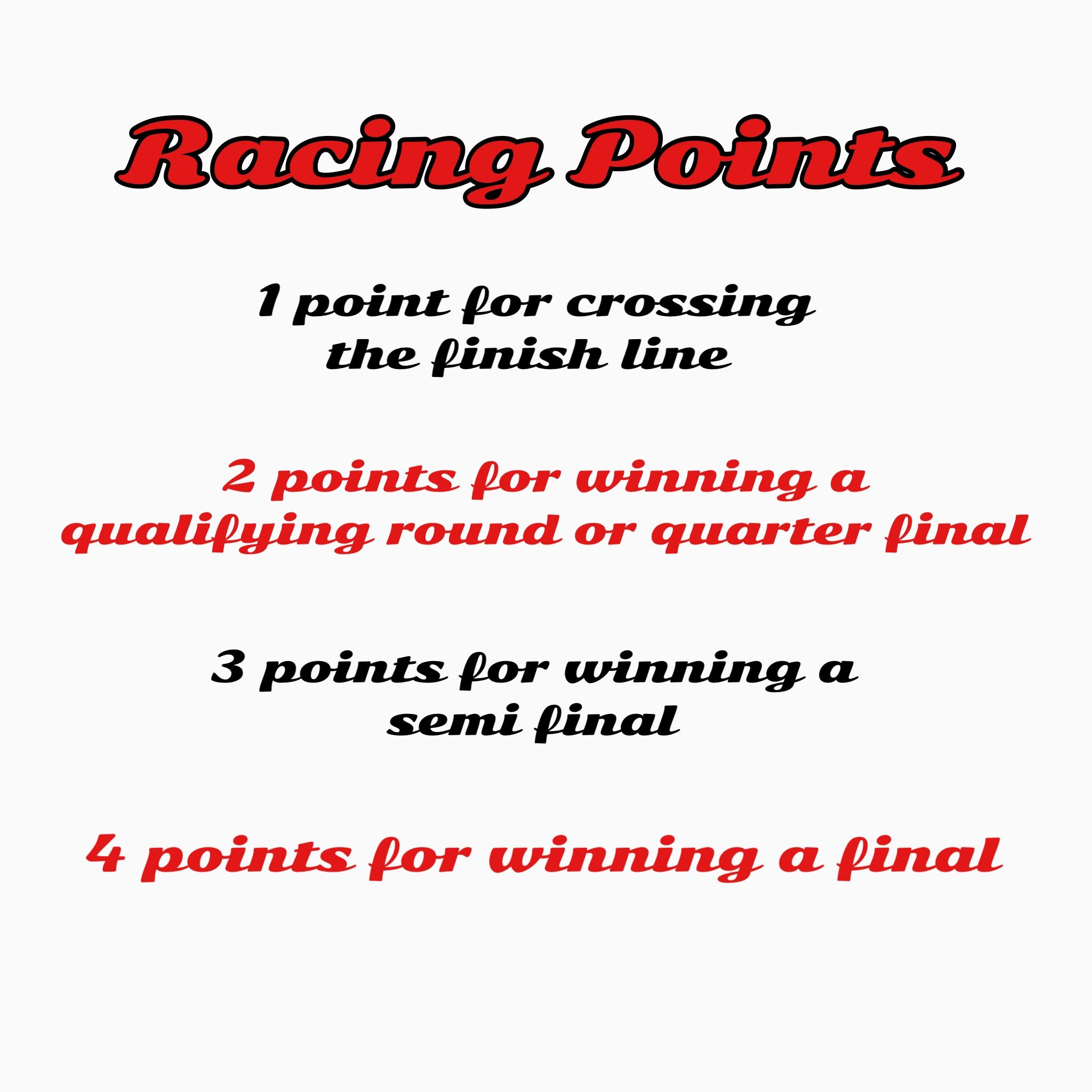 Racing rules & Points | Drag Brick