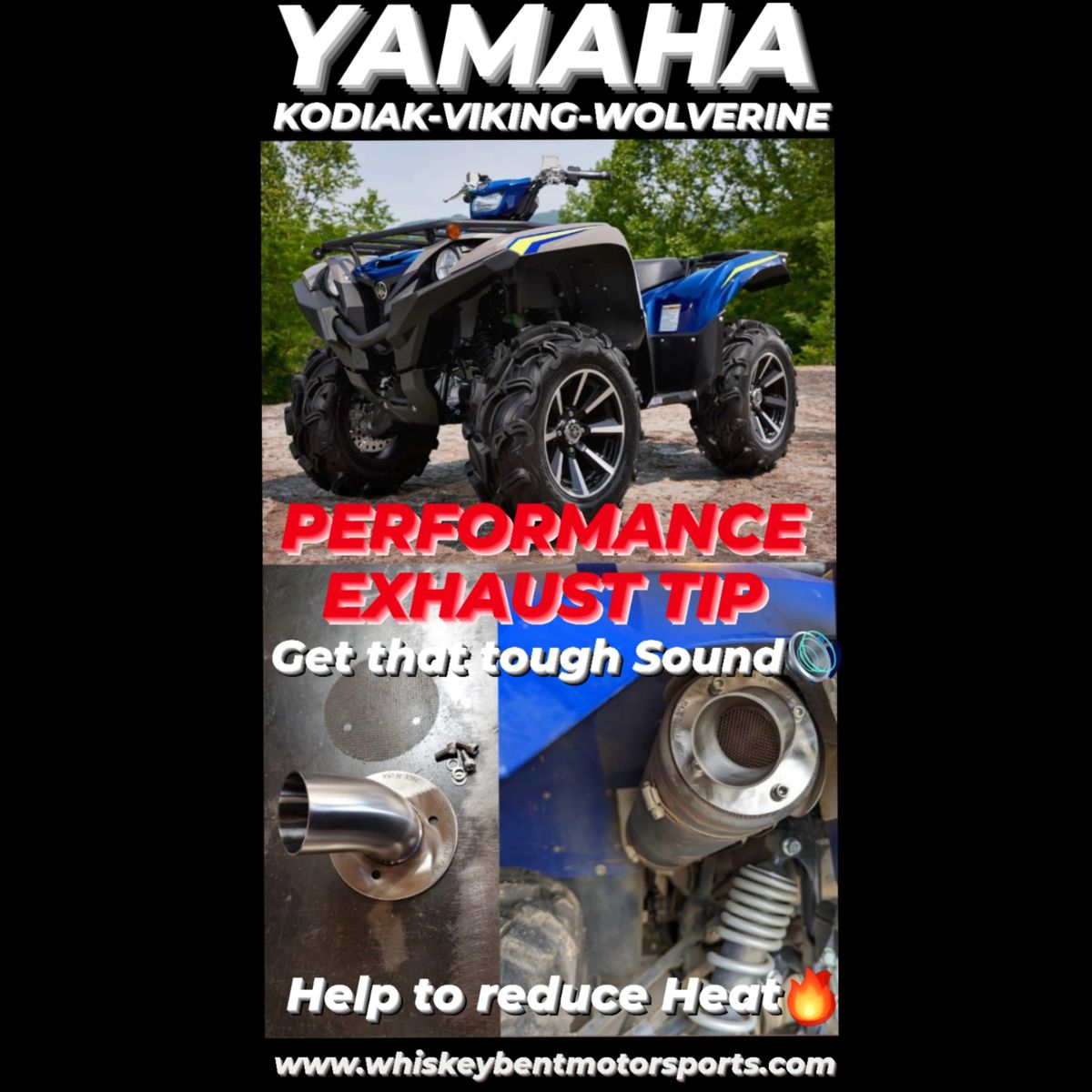 YAMAHA KODIAK VIKING WOLVERINE 450 700 ATV PERFORMANCE EXHAUST TIP