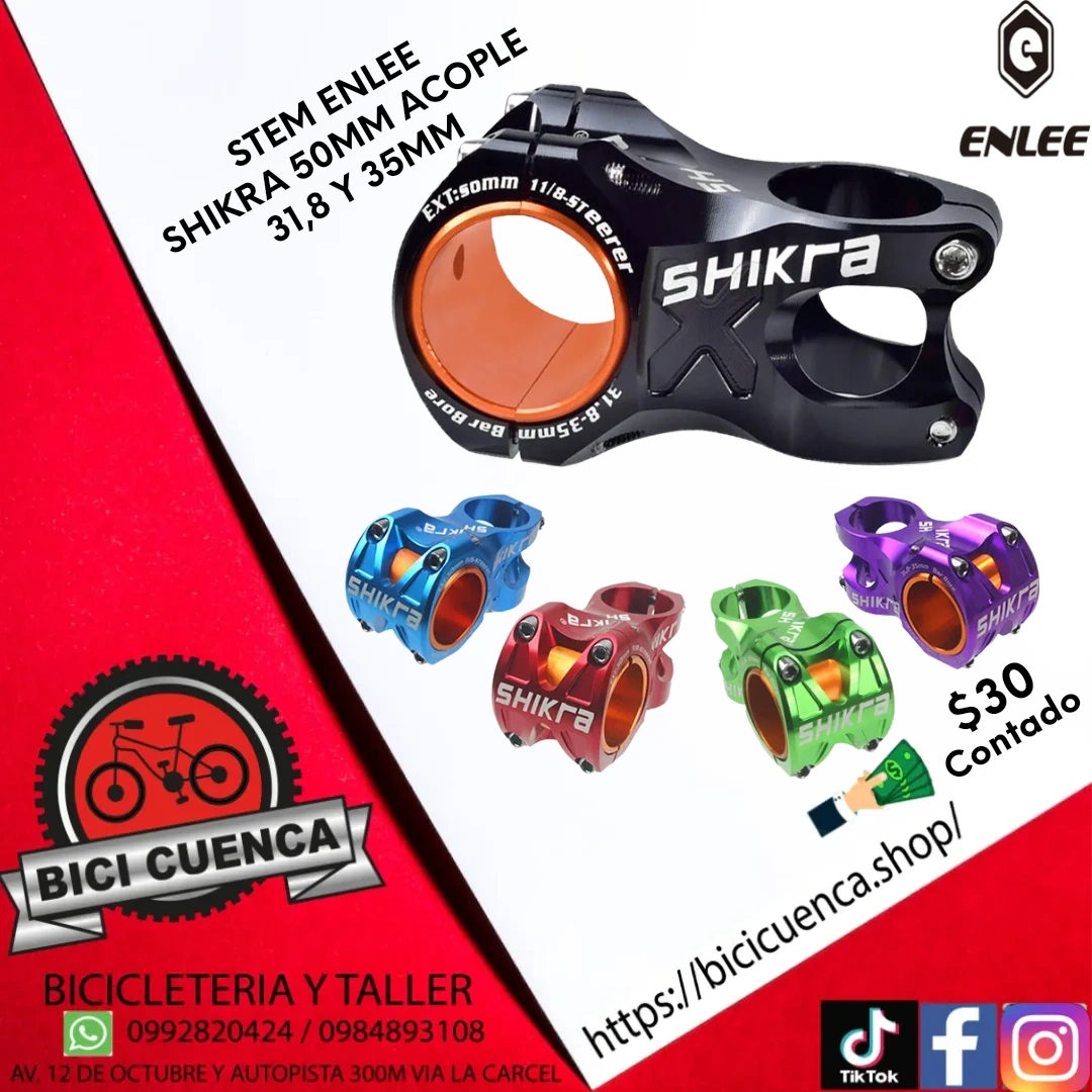 STEM ENLEE SHIKRA 50MM ACOPLE 31,8 Y 35MM
