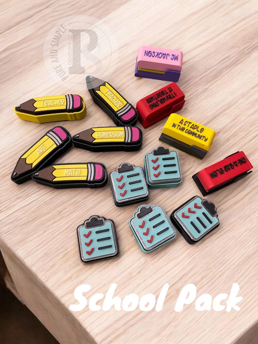 3D Printed School Pack Clickers – Custom Sensory Toys - Digital File Only