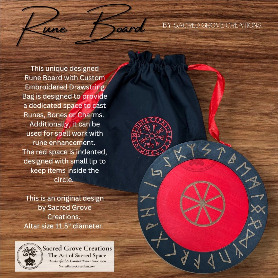 Rune Board with Custom Embroidered Drawstring Bag